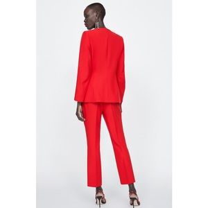 Zara | Other | Zara Red Ruffle Suit Blazer Pants Set Nwt | Poshmark